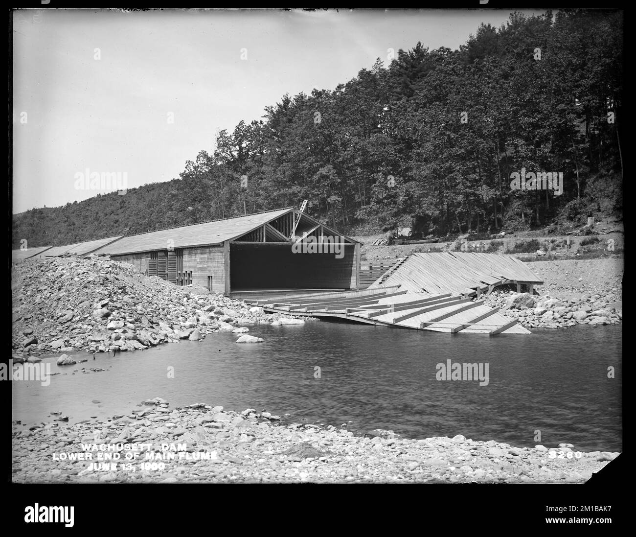 Wachusett Dam, lower end of main flume and apron, Clinton, Mass., Jun ...