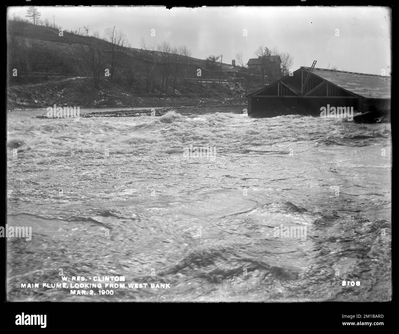 Wachusett Dam, main flume, looking from west bank, Clinton, Mass., Mar ...