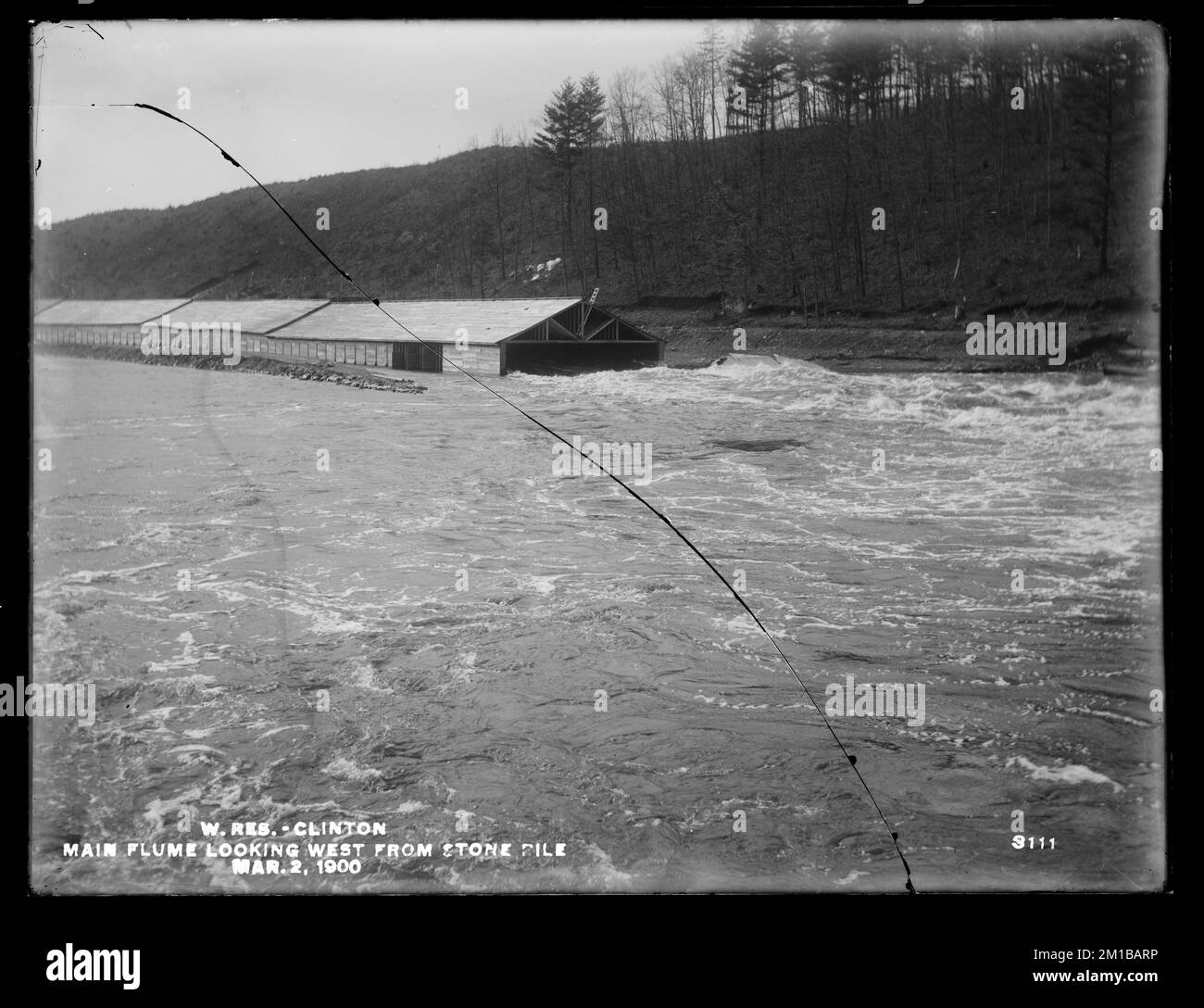 Wachusett Dam, main flume, looking west from stone pile, Clinton, Mass ...