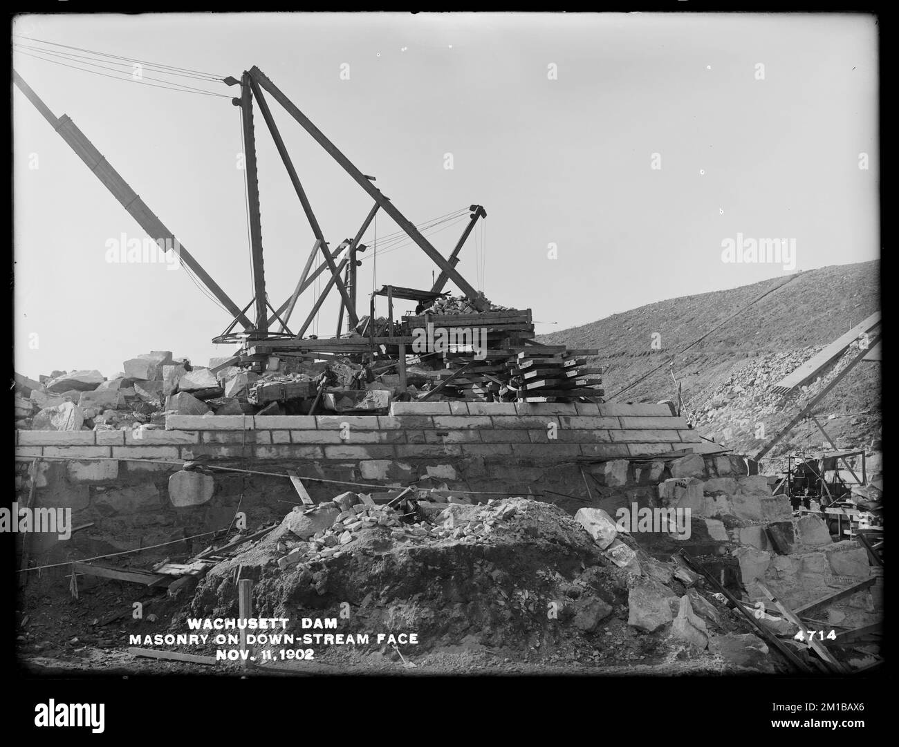 Wachusett Dam, masonry on downstream face, Clinton, Mass., Nov. 11 ...