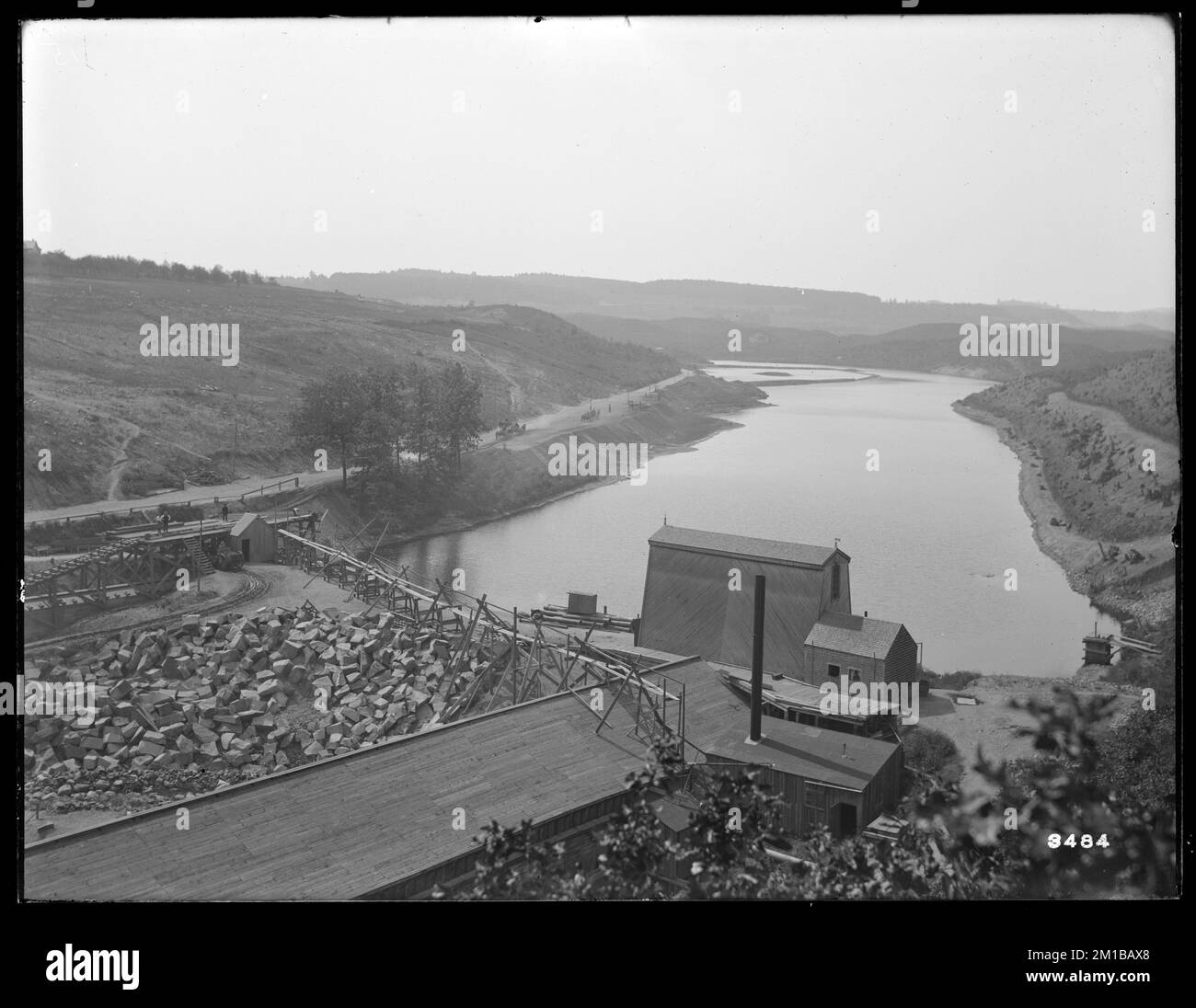 Wachusett Dam, panoramic view of dam site, from the west, Clinton, Mass ...