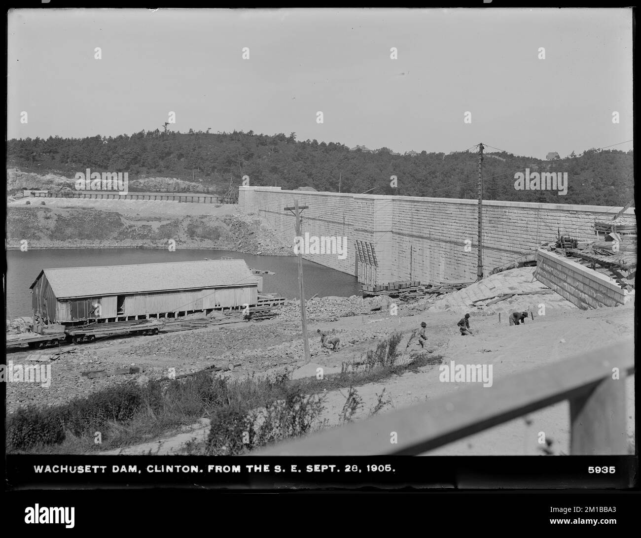Wachusett Dam, upstream face of dam, from the southeast, Clinton, Mass ...