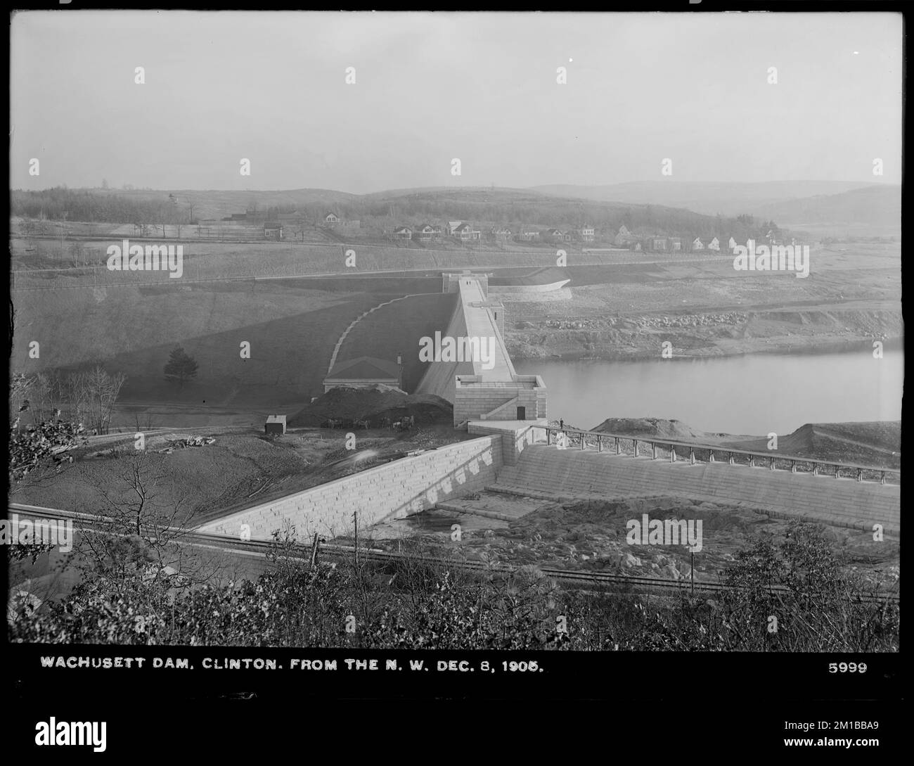 Wachusett Dam, Wachusett Dam, from the northwest, Bastion and Waste ...