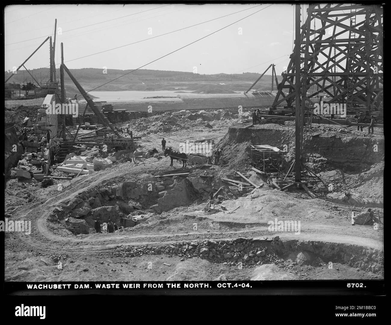 Wachusett Dam, Waste Weir, from the north, Clinton, Mass., Oct. 4, 1904 ...