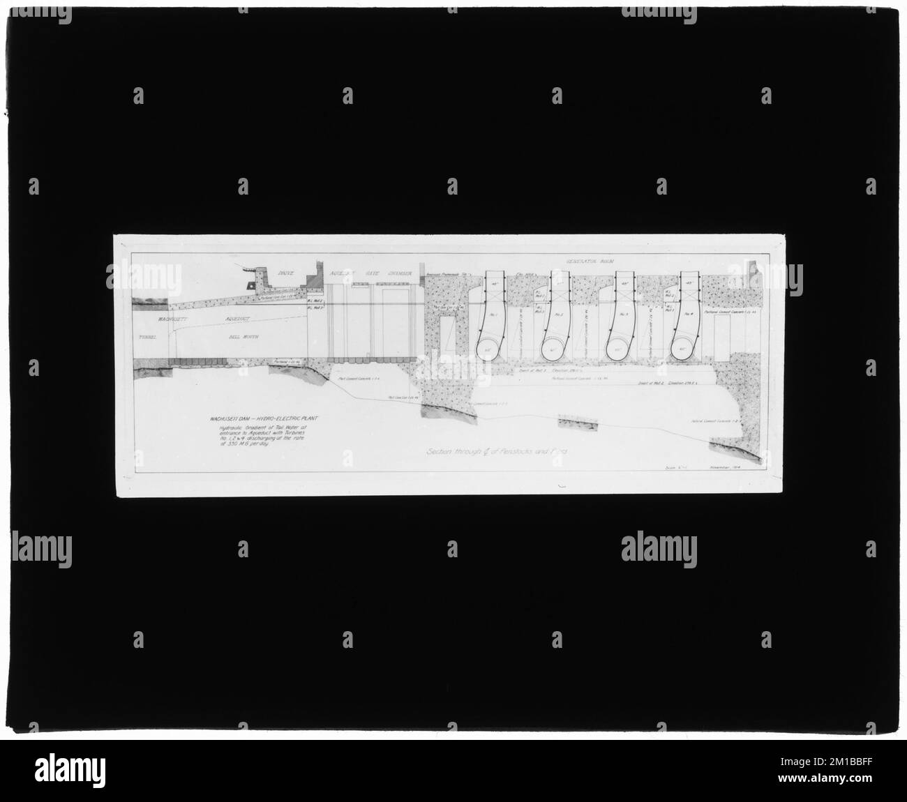 Wachusett Department, Hydroelectric Power Plant, section of penstocks ...