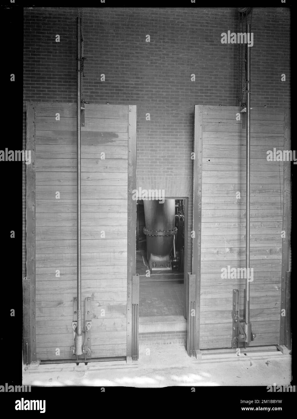 Wachusett Department, Wachusett Dam Power Plant, head gates at entrance ...