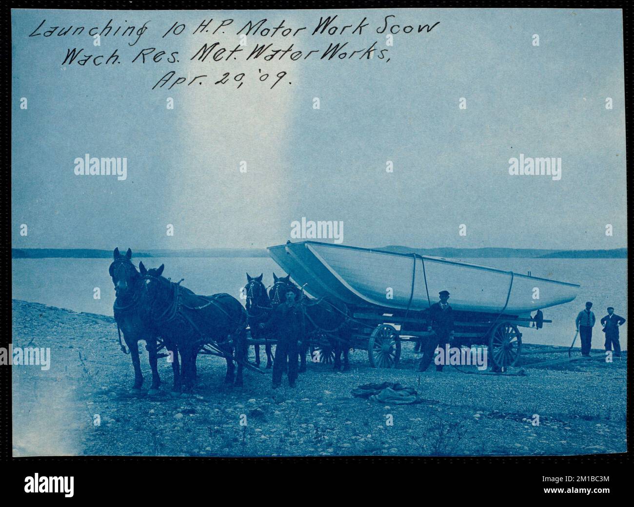 Wachusett Department, Wachusett Reservoir, launching of 10 horse power ...