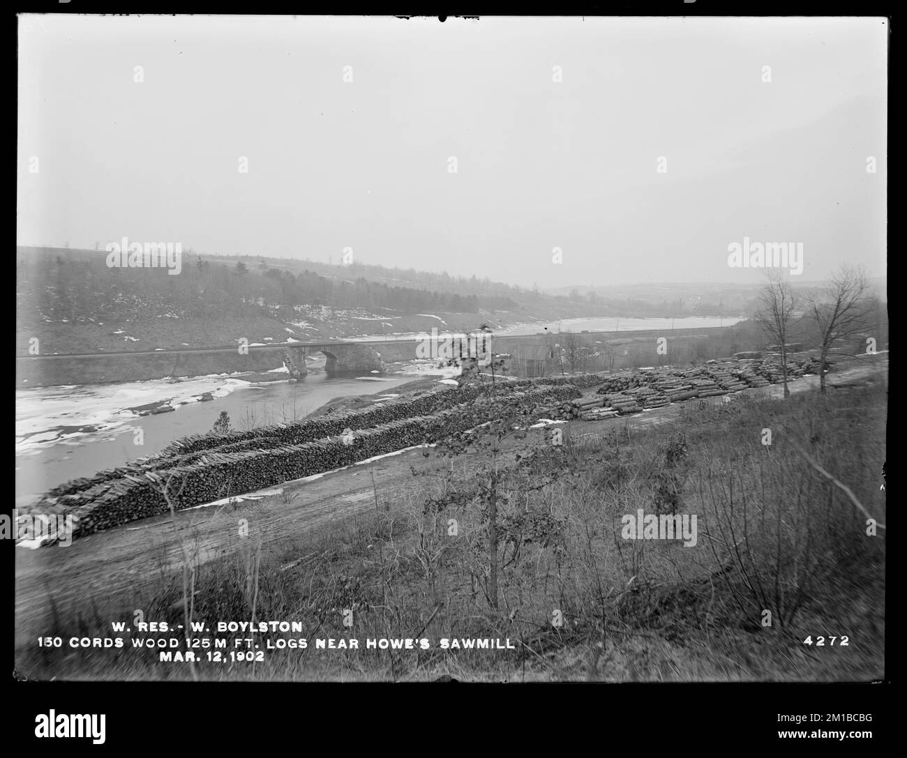 Wachusett Reservoir, 150 cords of wood and 125,000 feet of logs near ...