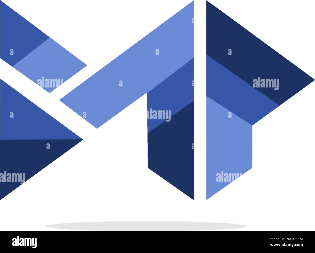 A brand or company logo in the shape of M P letters isolated on a white ...