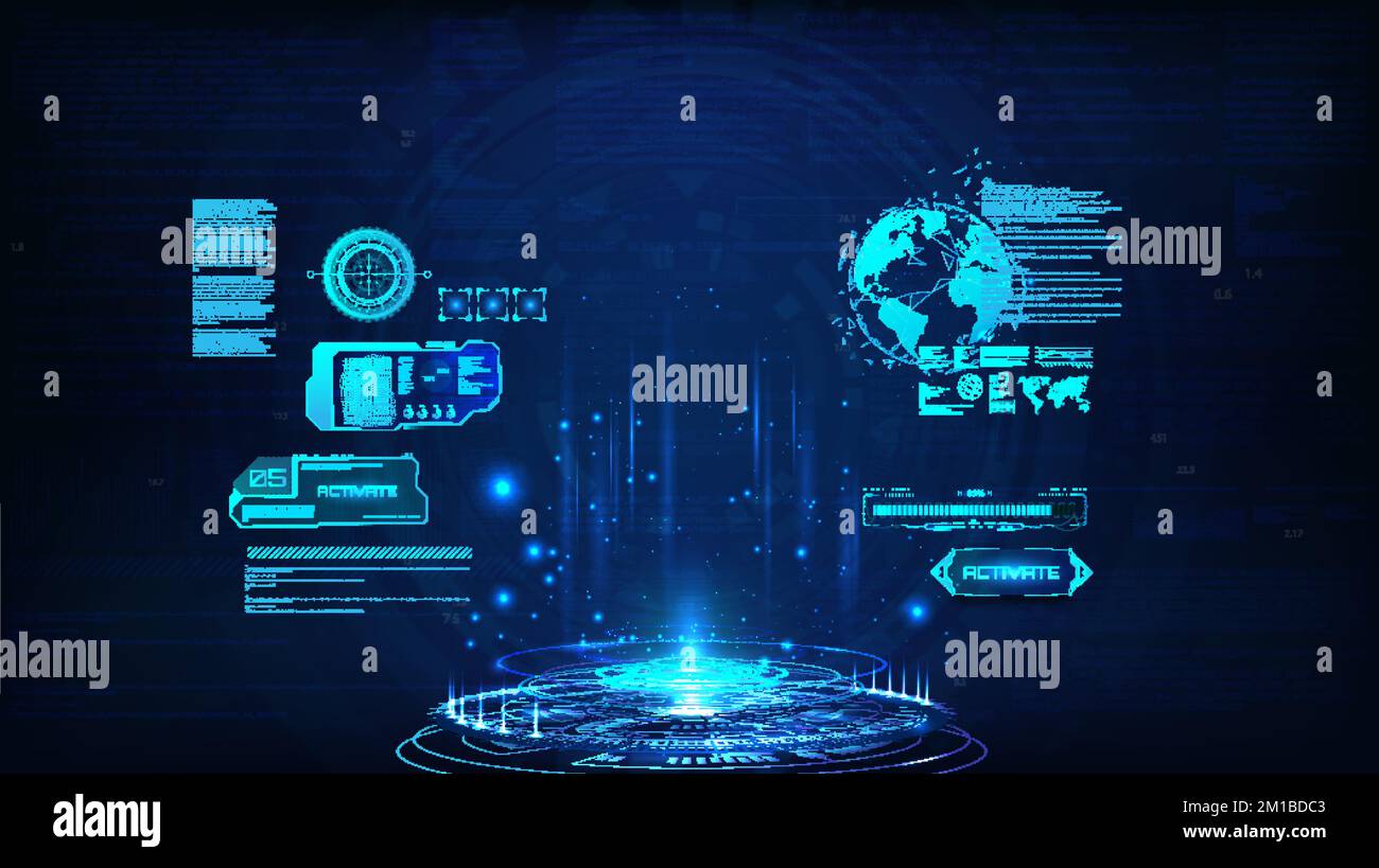 Circle presentation stage - podium in HUD style for show your product ...