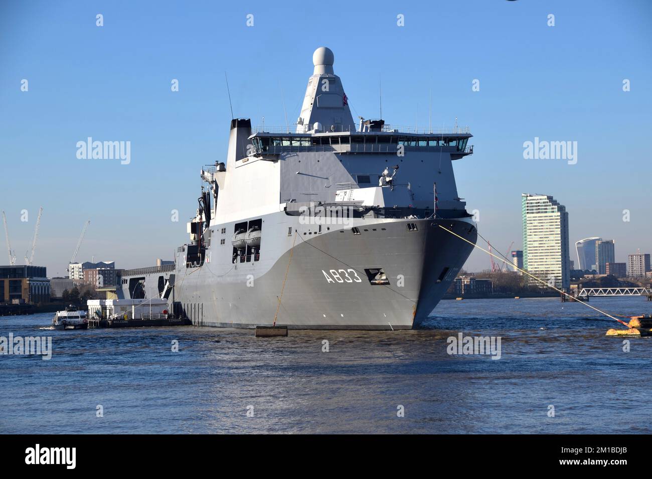 HNLMS Karel Doorman a Dutch Navy fleet auxiliary support vessel moored ...