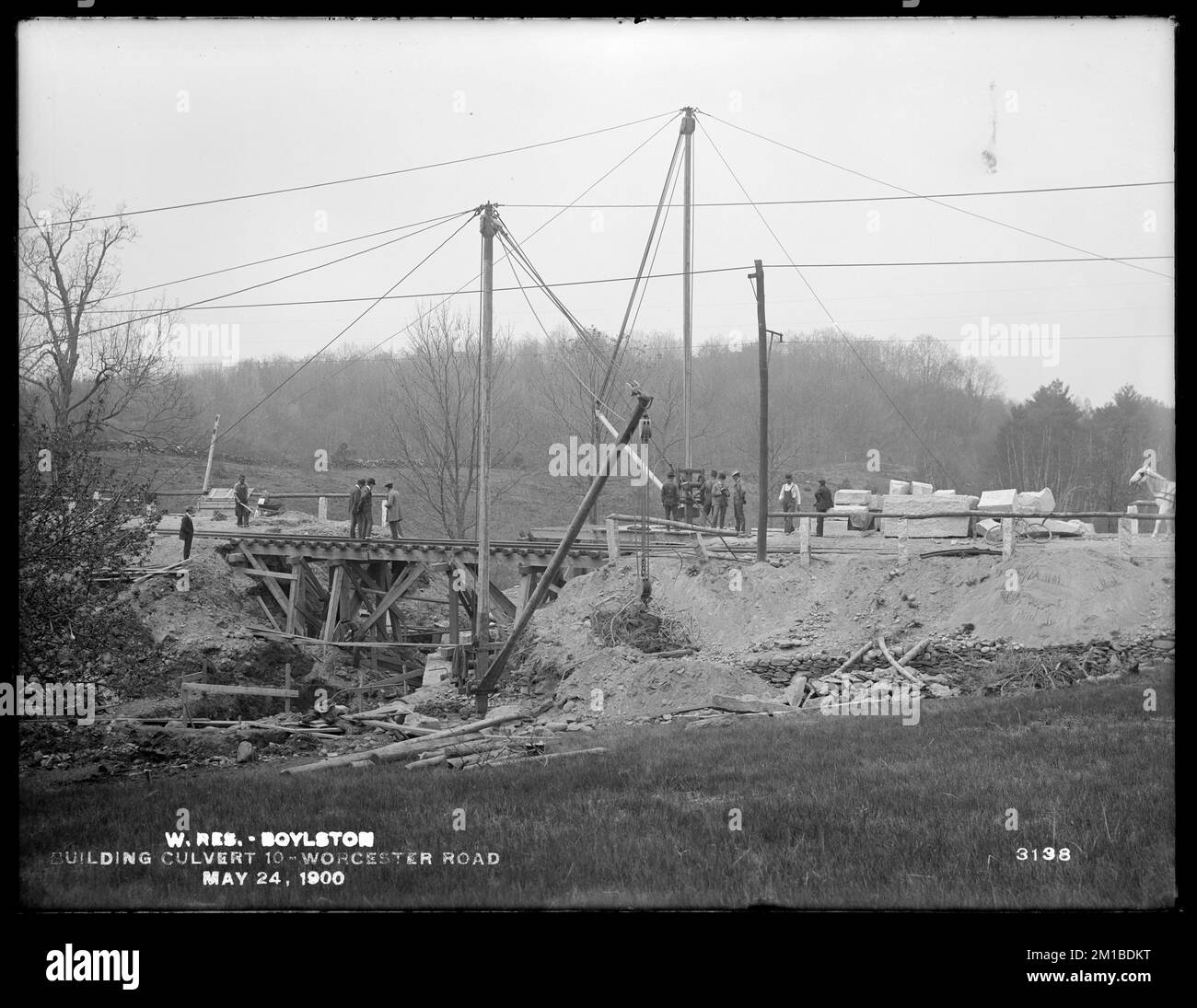 Wachusett Reservoir, building Culvert No. 10, Worcester Road, Boylston ...