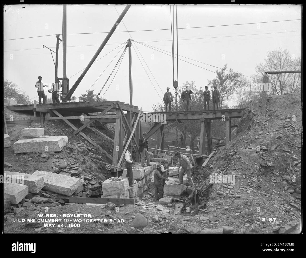 Wachusett Reservoir, building Culvert No. 10, Worcester Road, Boylston ...
