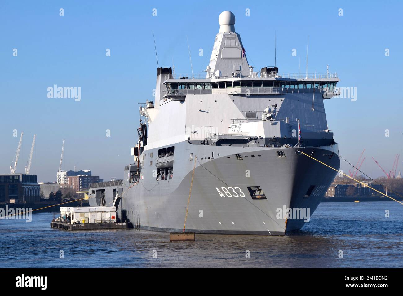 HNLMS Karel Doorman a Dutch Navy fleet auxiliary support vessel moored ...