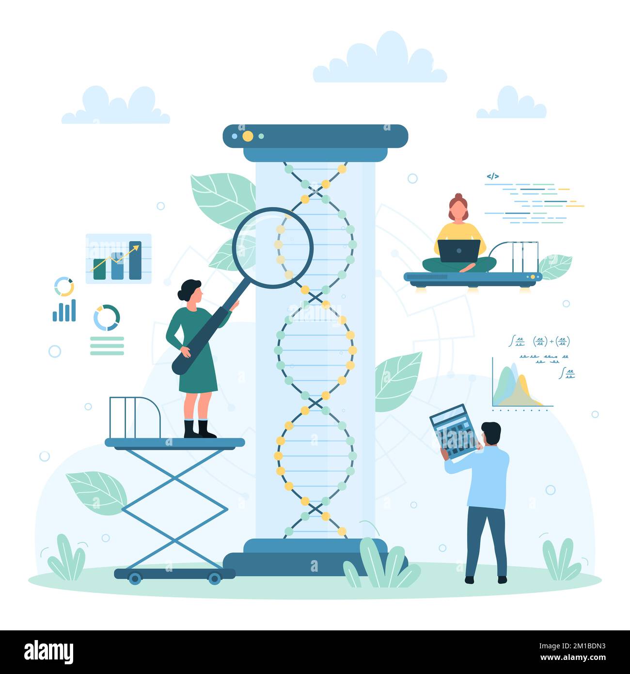 Genetic test and gene analysis, science technology vector illustration ...