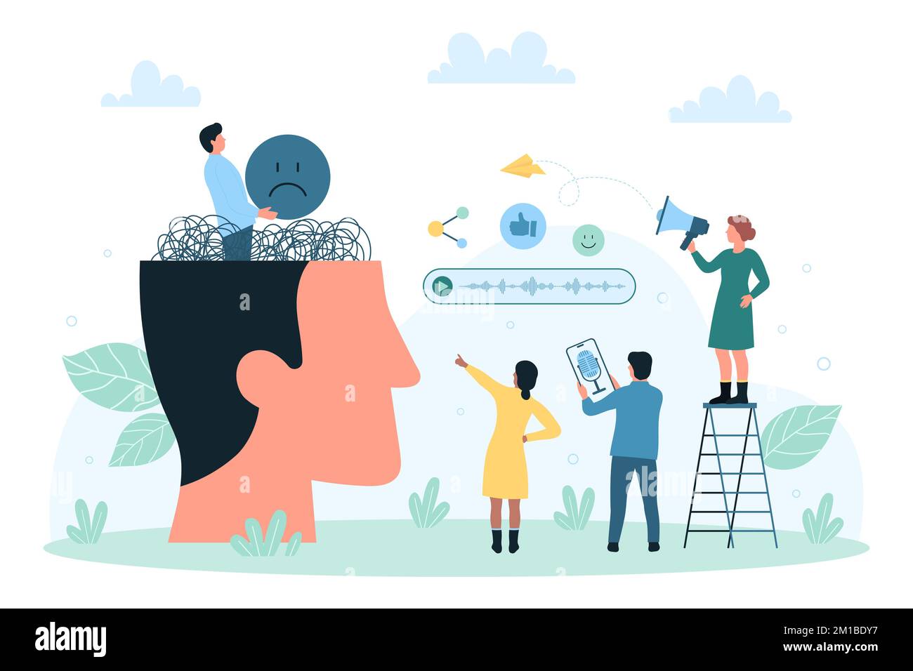 Mind health, psychology and innovation technology vector illustration ...