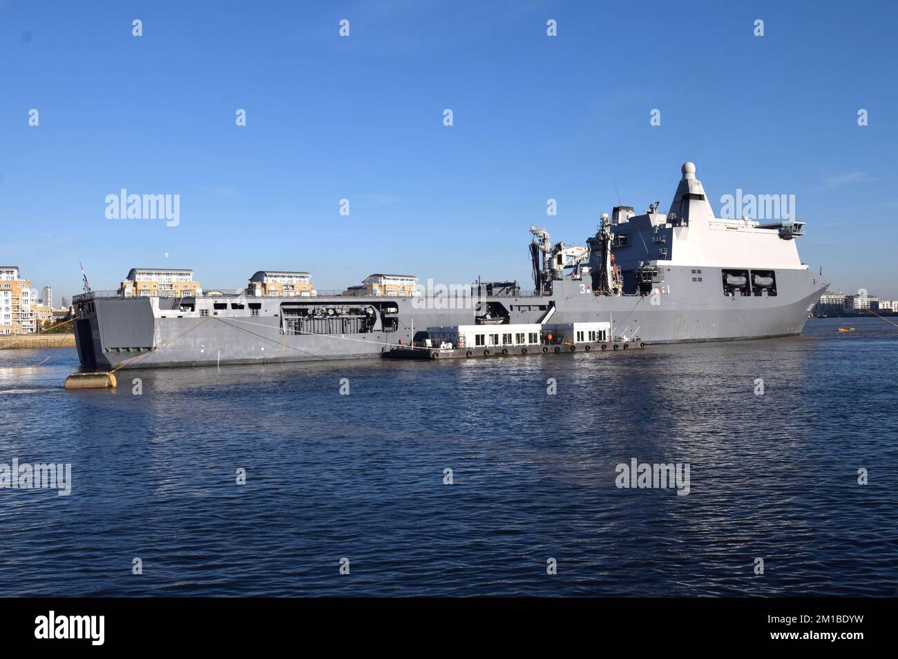 HNLMS Karel Doorman a Dutch Navy fleet auxiliary support vessel moored ...