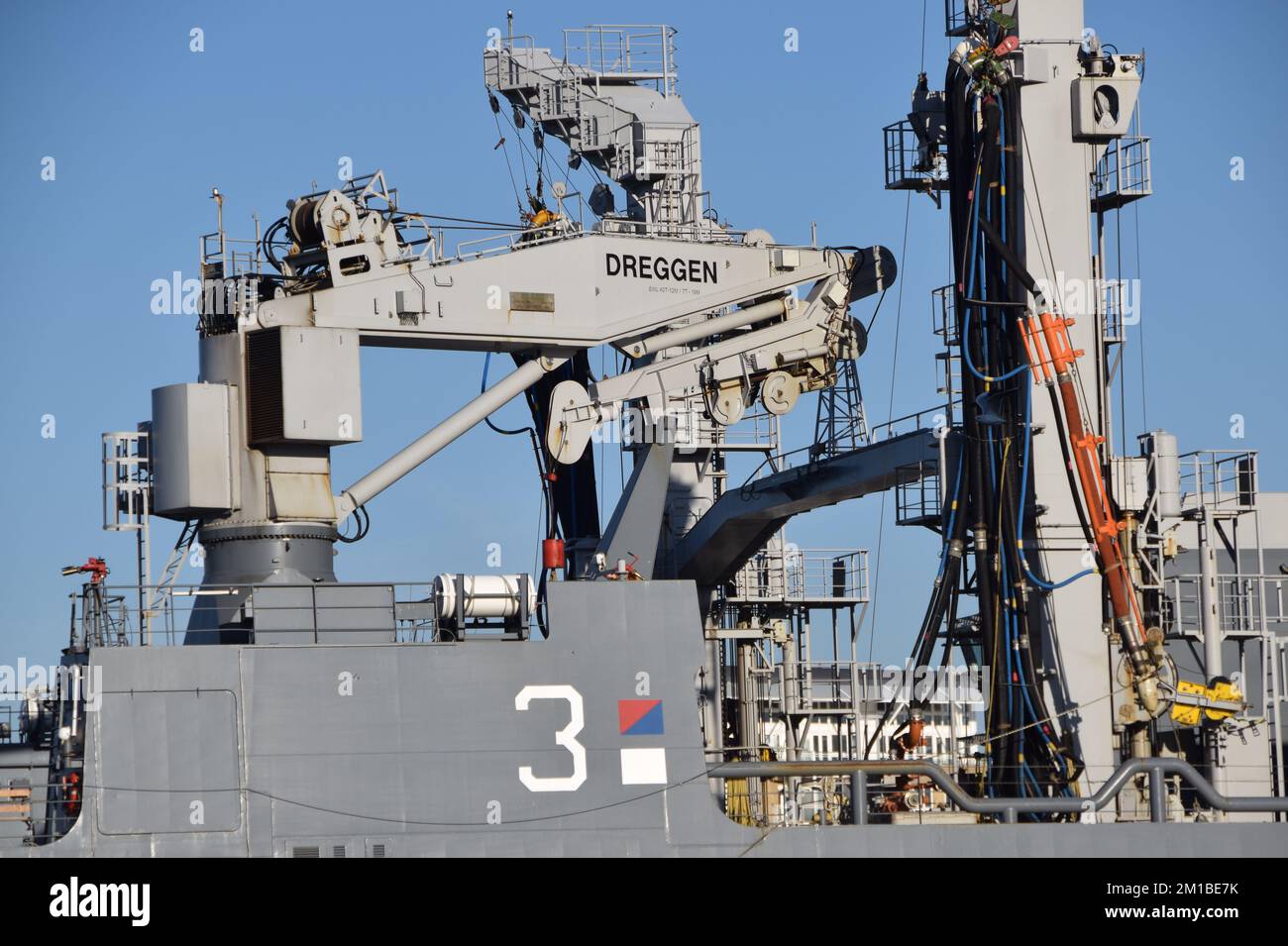 HNLMS Karel Doorman a Dutch Navy fleet auxiliary support vessel moored ...