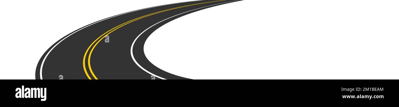 Perspective view of road turning far away. Empty winding highway ...