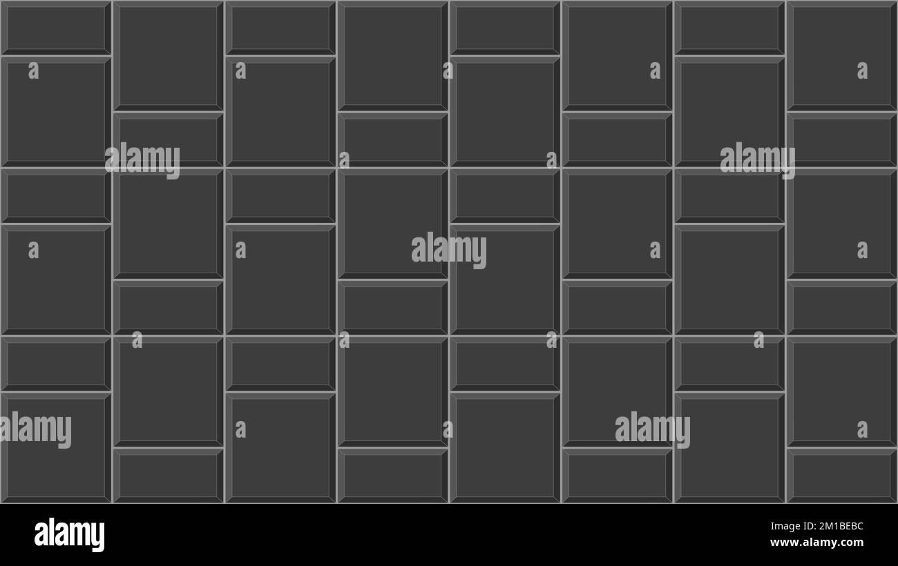Black basket weave tile mosaic layout. Causeway texture. Stone or ...