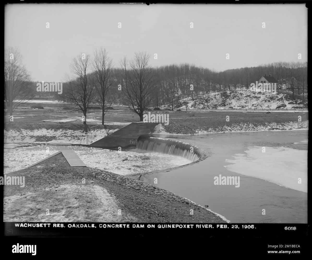 Wachusett Reservoir, concrete dam on Quinapoxet River, Oakdale, West ...