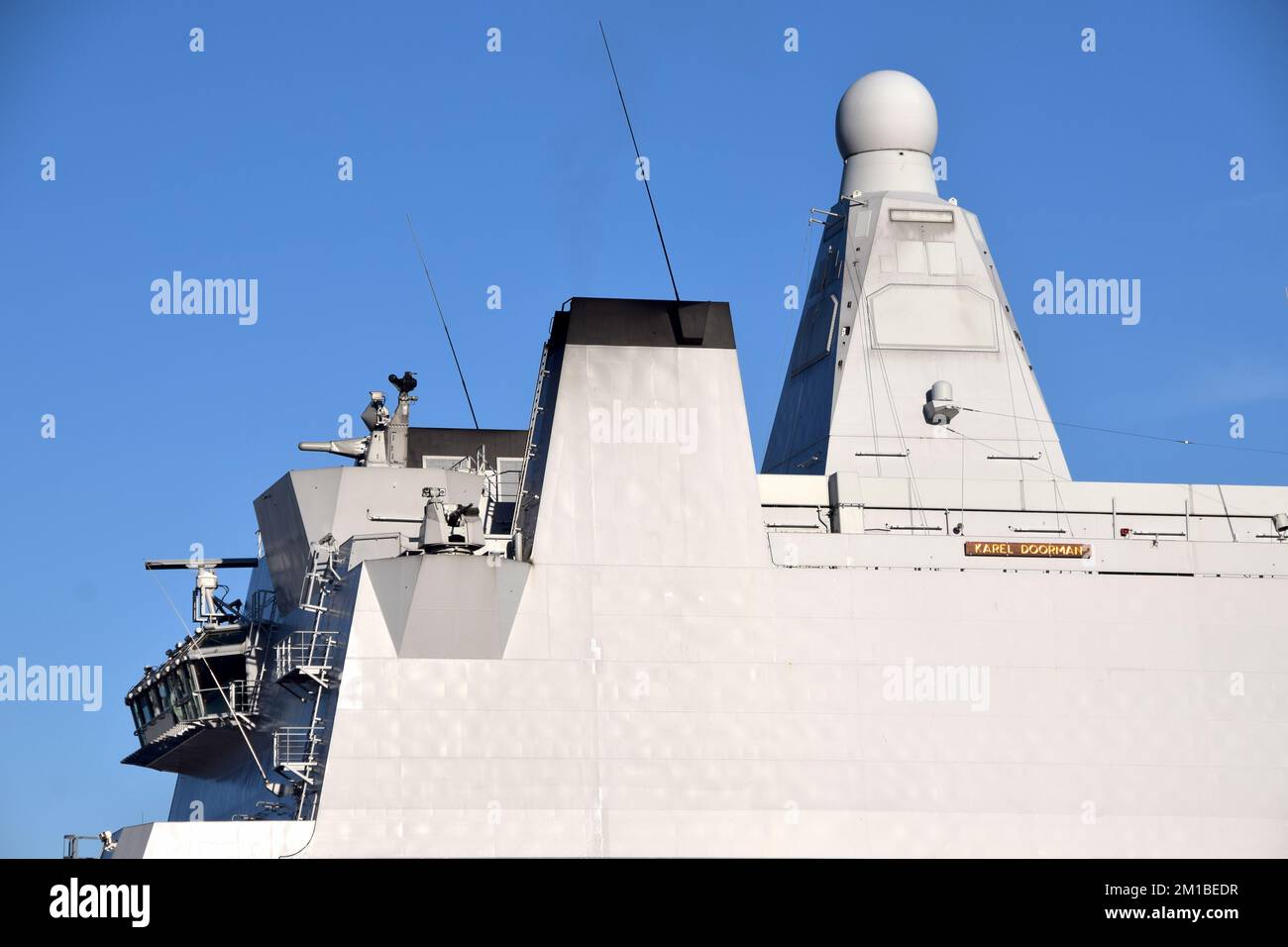HNLMS Karel Doorman a Dutch Navy fleet auxiliary support vessel moored ...