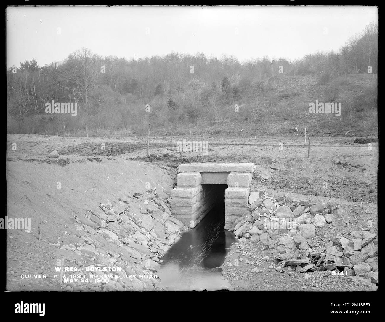 Wachusett Reservoir, culvert, station 183+, Shrewsbury Road, Boylston ...