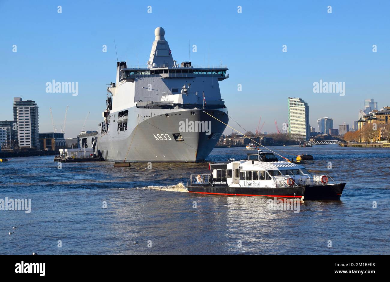 HNLMS Karel Doorman a Dutch Navy fleet auxiliary support vessel moored ...