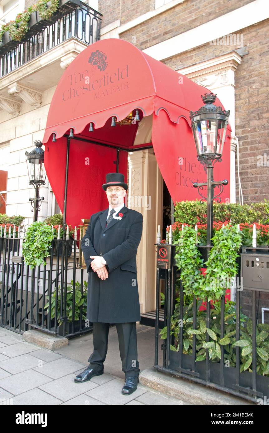 Doorman at the Entrance of The Chesterfield Hotel, Mayfair, Westminster ...
