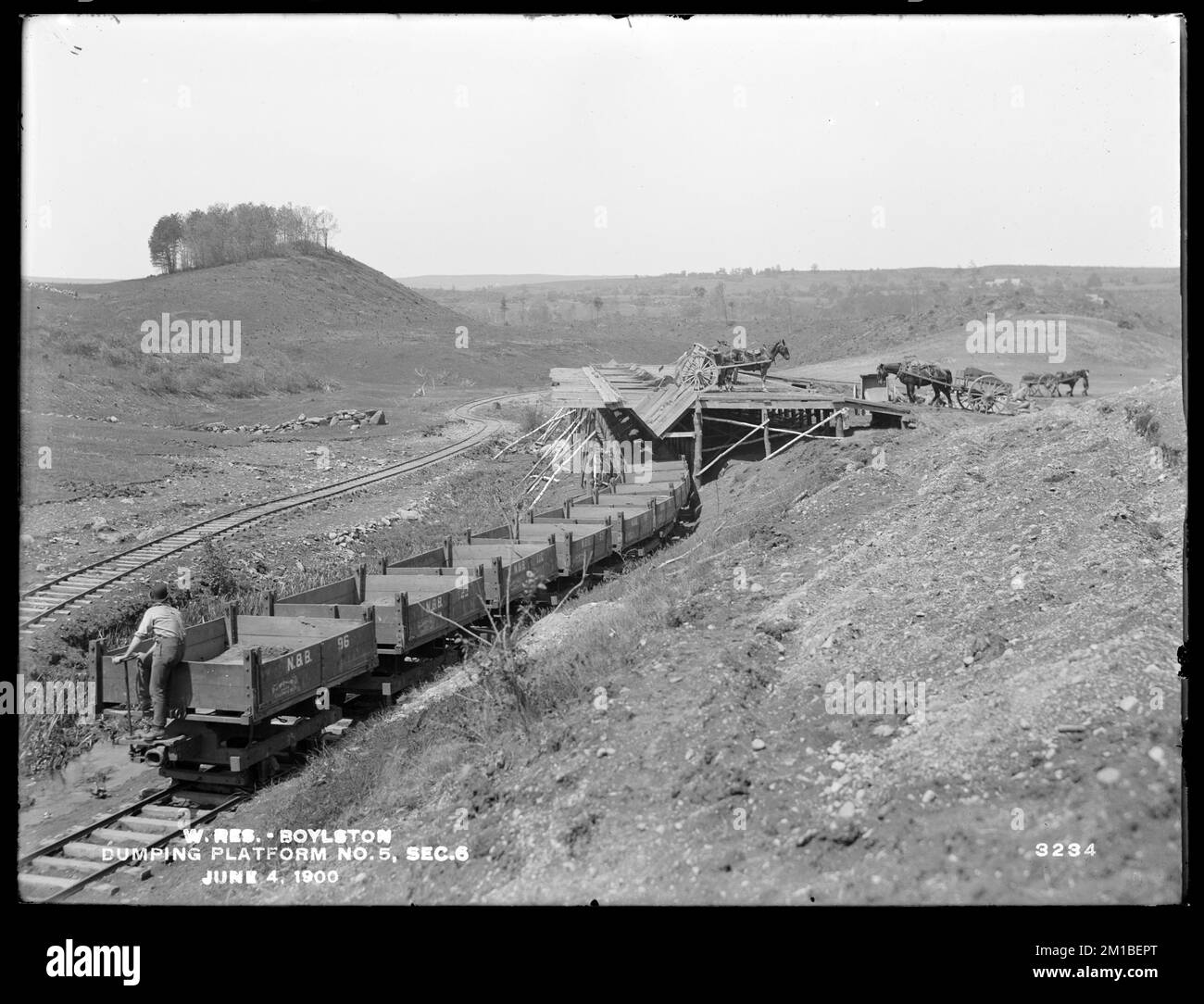 Wachusett Reservoir, Dumping Platform No. 5, Section 6; loading cars ...