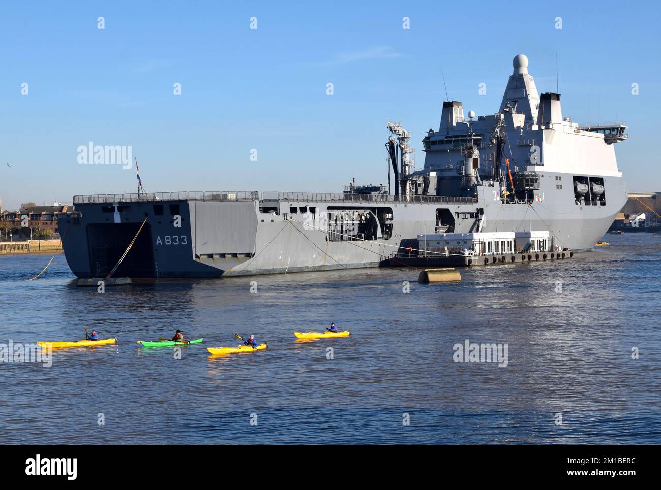 HNLMS Karel Doorman a Dutch Navy fleet auxiliary support vessel moored ...