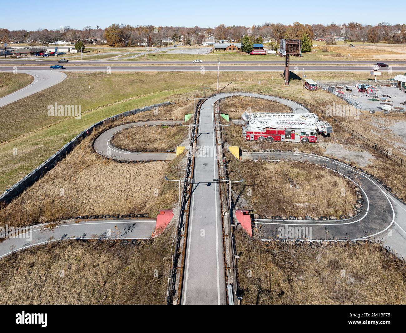 Aerial view of go kart track Stock Photo - Alamy
