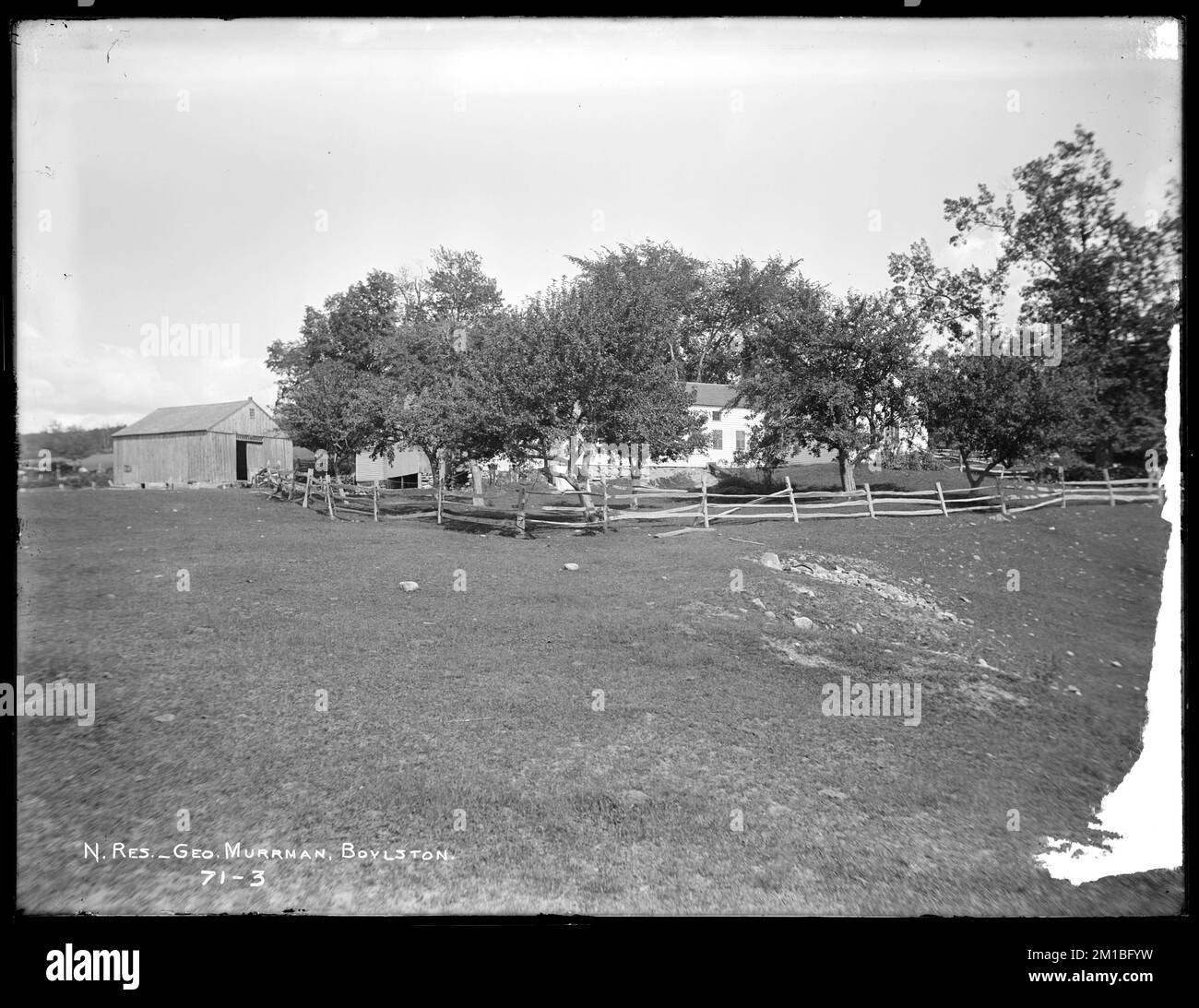 Wachusett Reservoir, George Murman's house and barns, from the west ...
