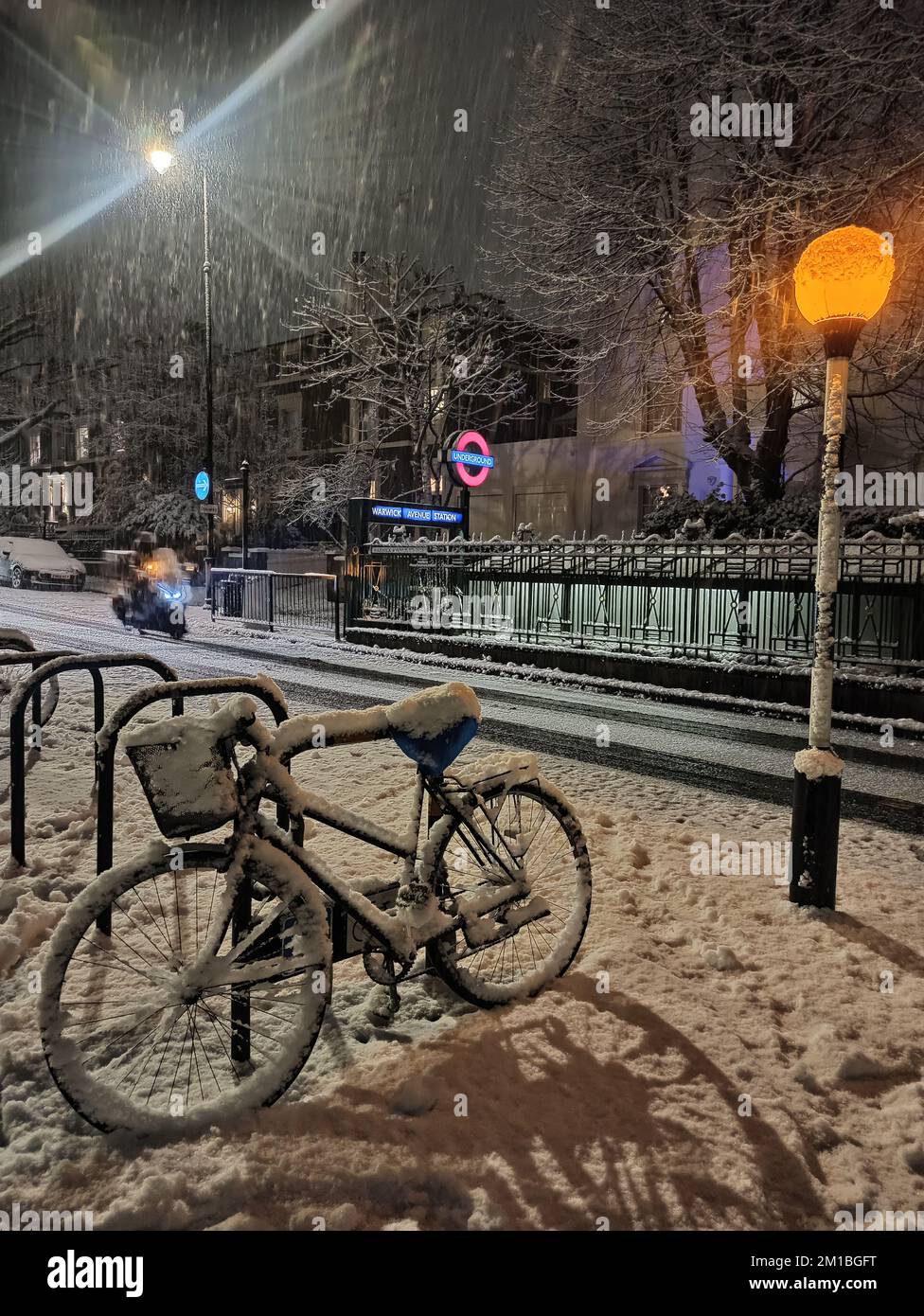 Wintry conditions in Warwick Avenue, London. Snow and ice have swept ...