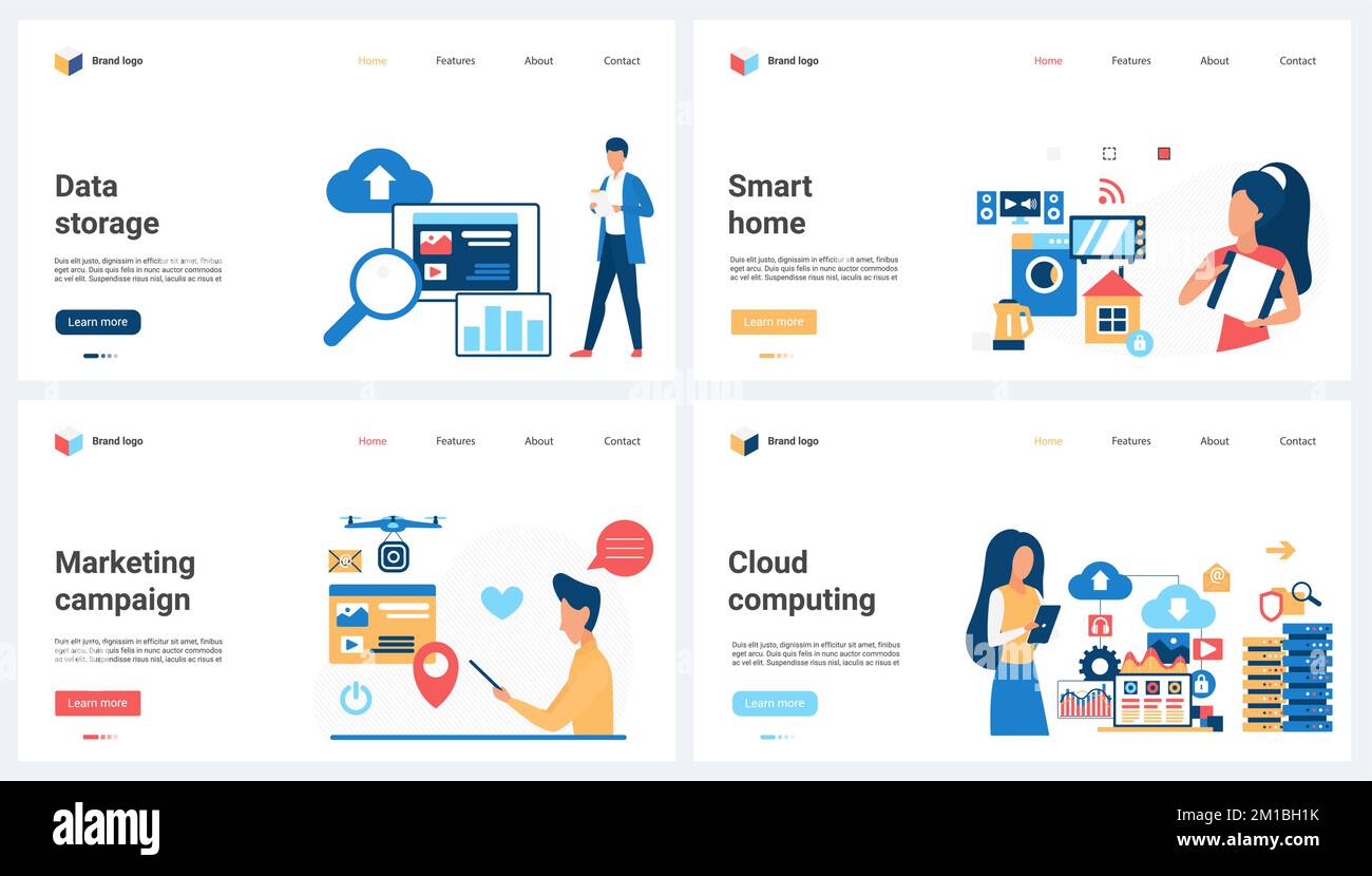 Data storage and computing, smart home technology, marketing campaign for audience set vector ...