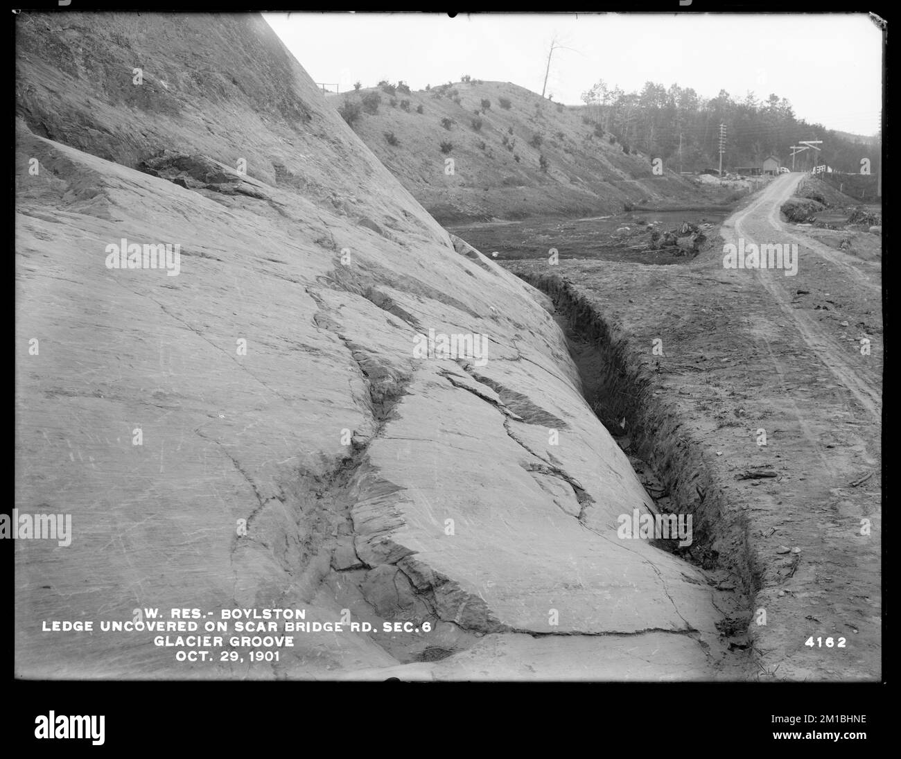 Wachusett Reservoir, ledge uncovered on Scar Bridge Road, Section 6 ...