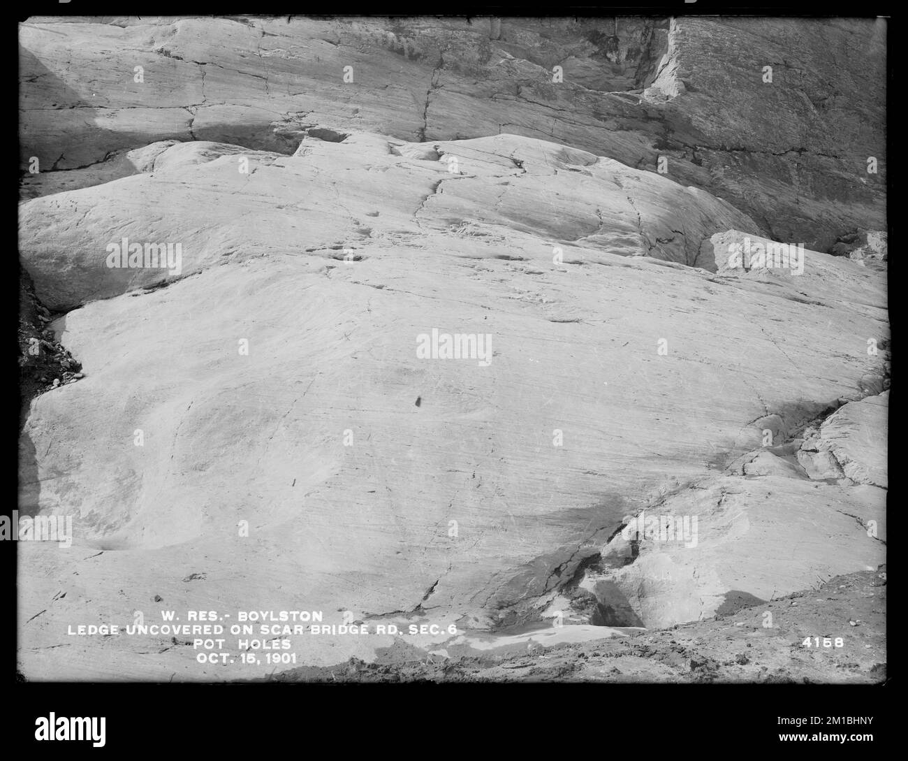 Wachusett Reservoir, ledge uncovered on Scar Bridge Road, Section 6 ...