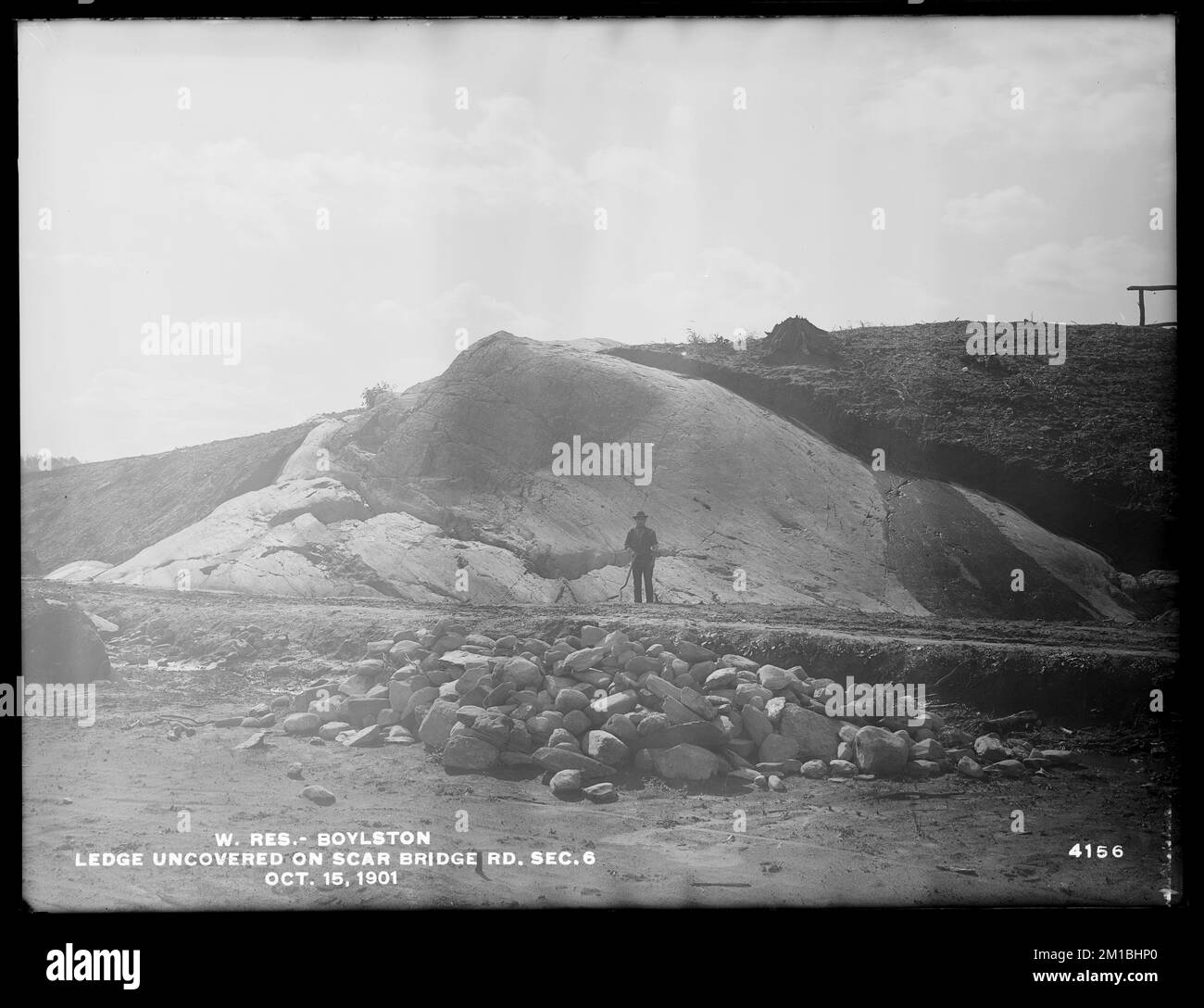 Wachusett Reservoir, ledge uncovered on Scar Bridge Road, Section 6 ...