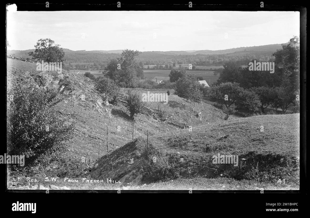 Wachusett Reservoir, ledge outcrop and valley east of Clarendon Mills ...