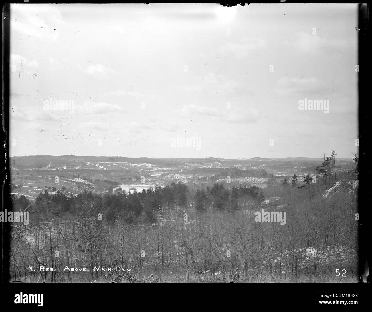 Wachusett Reservoir, looking up the valley about the main dam, from ...