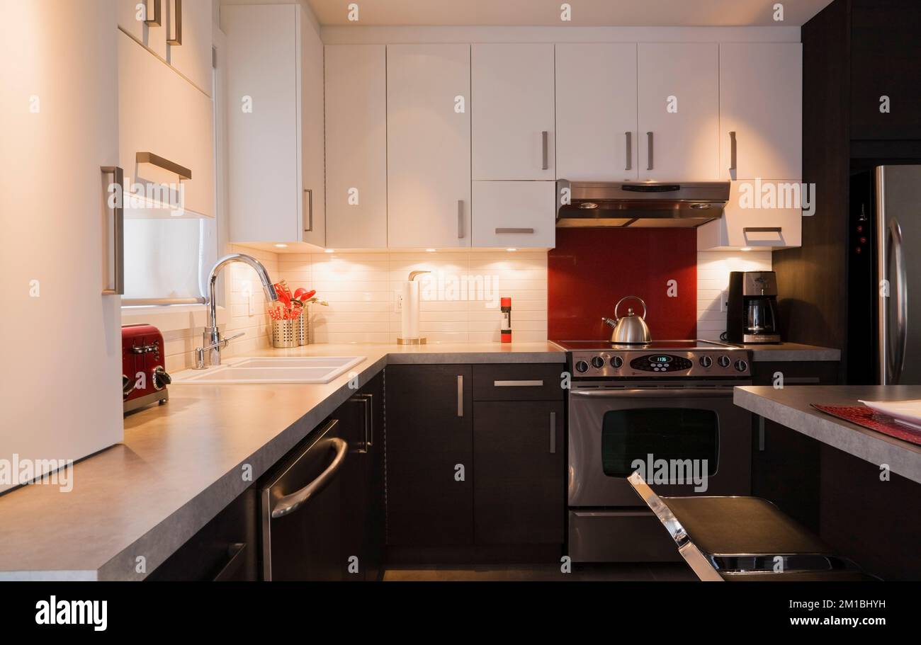 Black Red Kitchens With Islands Modern Kitchen With Red And Gray