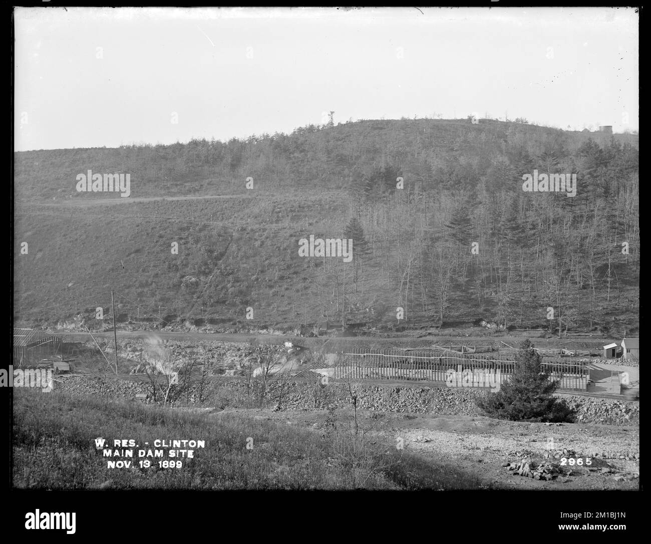 Wachusett Reservoir, main dam site, from the east, in Boylston Street ...