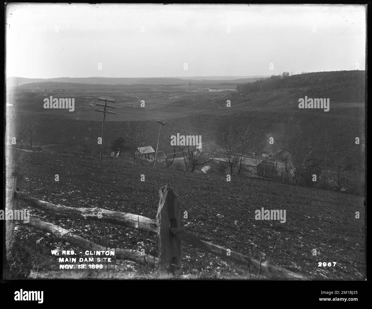 Wachusett Reservoir, main dam site, from the east, in Wilson Street ...