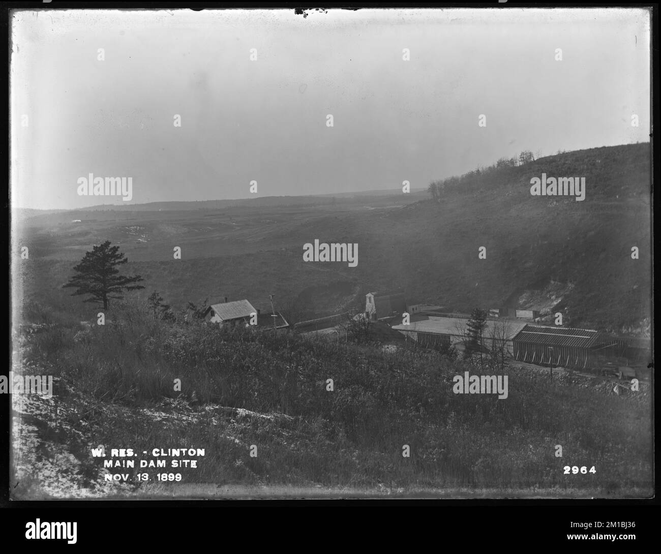 Wachusett Reservoir, main dam site, from the east, in Boylston Street ...