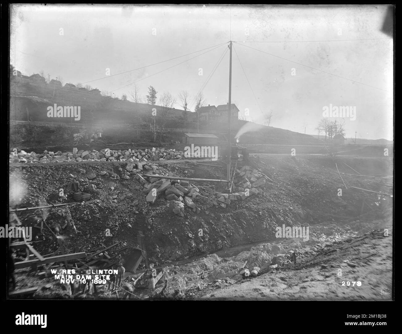 Wachusett Reservoir, main dam site, from the northwest, Clinton, Mass ...