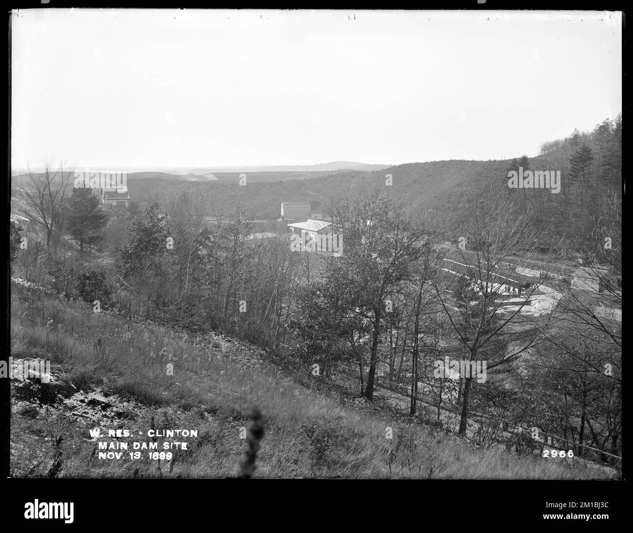Wachusett Reservoir, main dam site, from the northeast, between ...