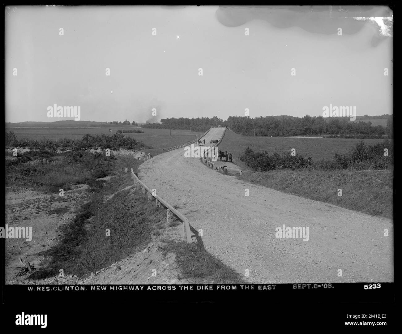Wachusett Reservoir, new highway across North Dike, from the east ...