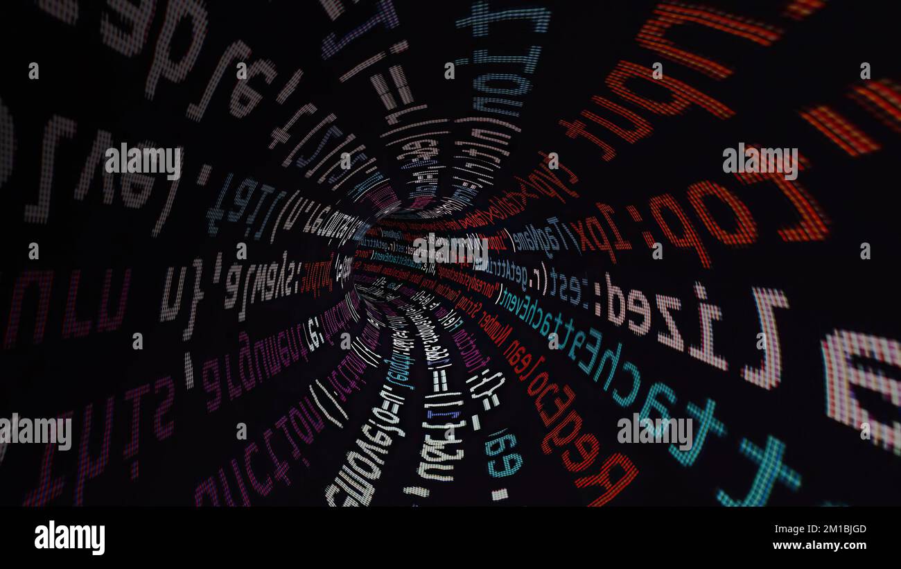 Driving through code data tunnel Stock Photo - Alamy