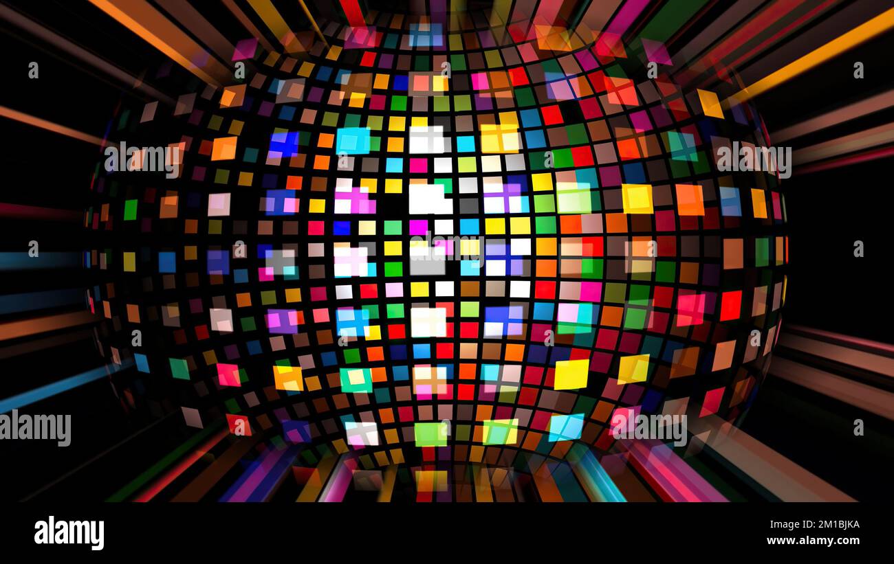 Colorful pixels on rotating sphere Stock Photo - Alamy