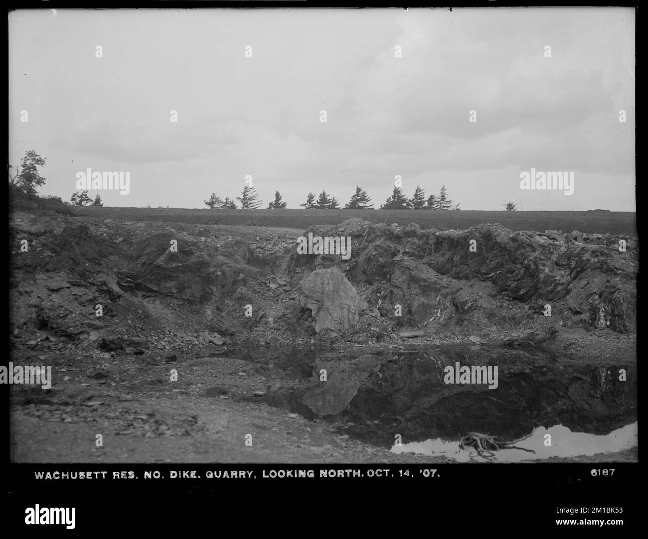 Wachusett Reservoir, North Dike, quarry, looking north, Clinton, Mass ...